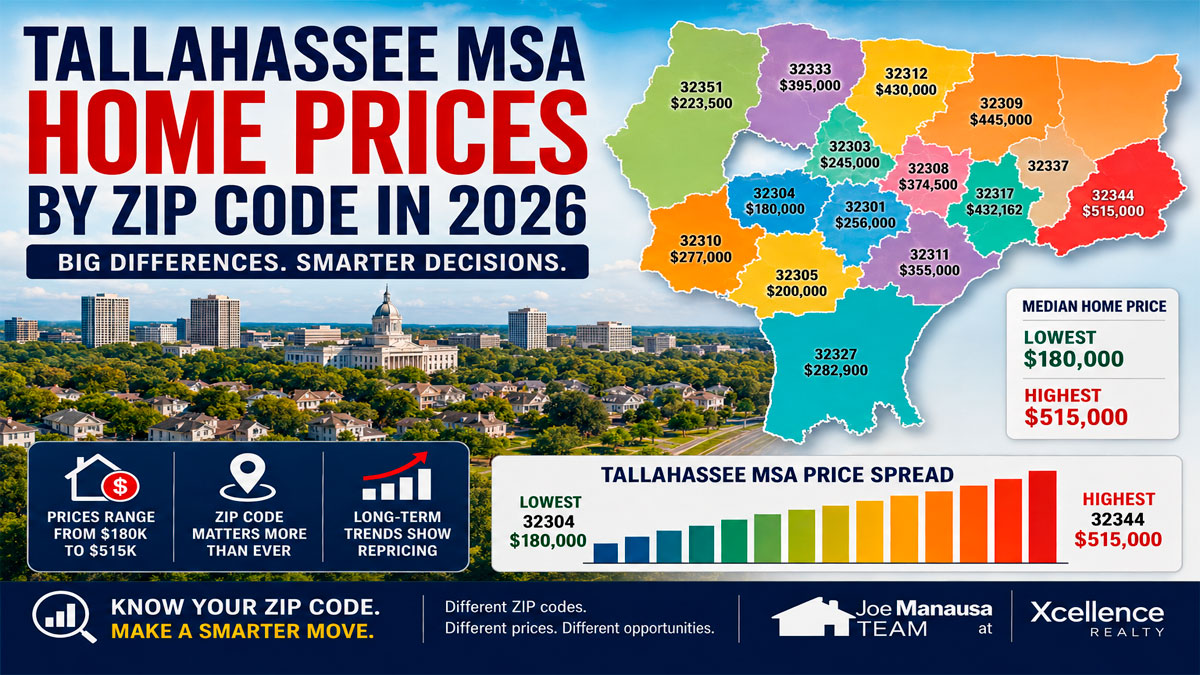 Tallahassee MSA Home Prices By ZIP Code In June